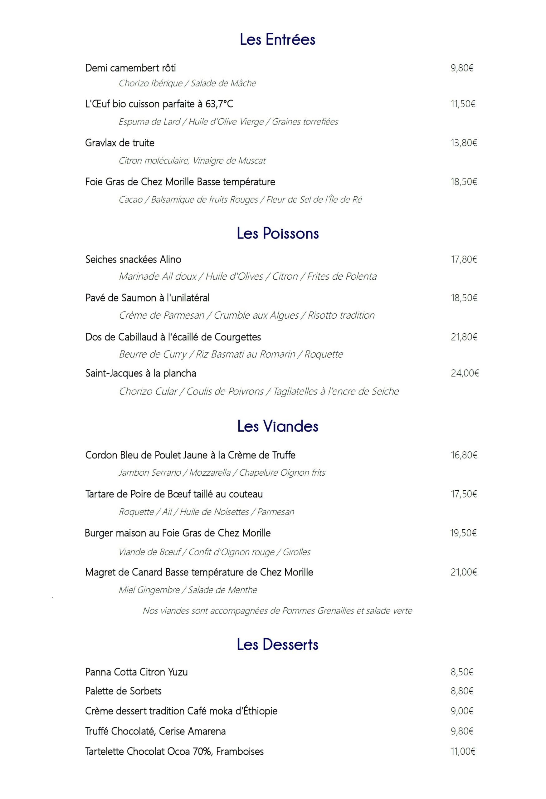 Menus & Carte - Le Jardin des Saveurs